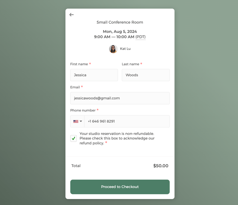 Customizable intake form - CozyCal